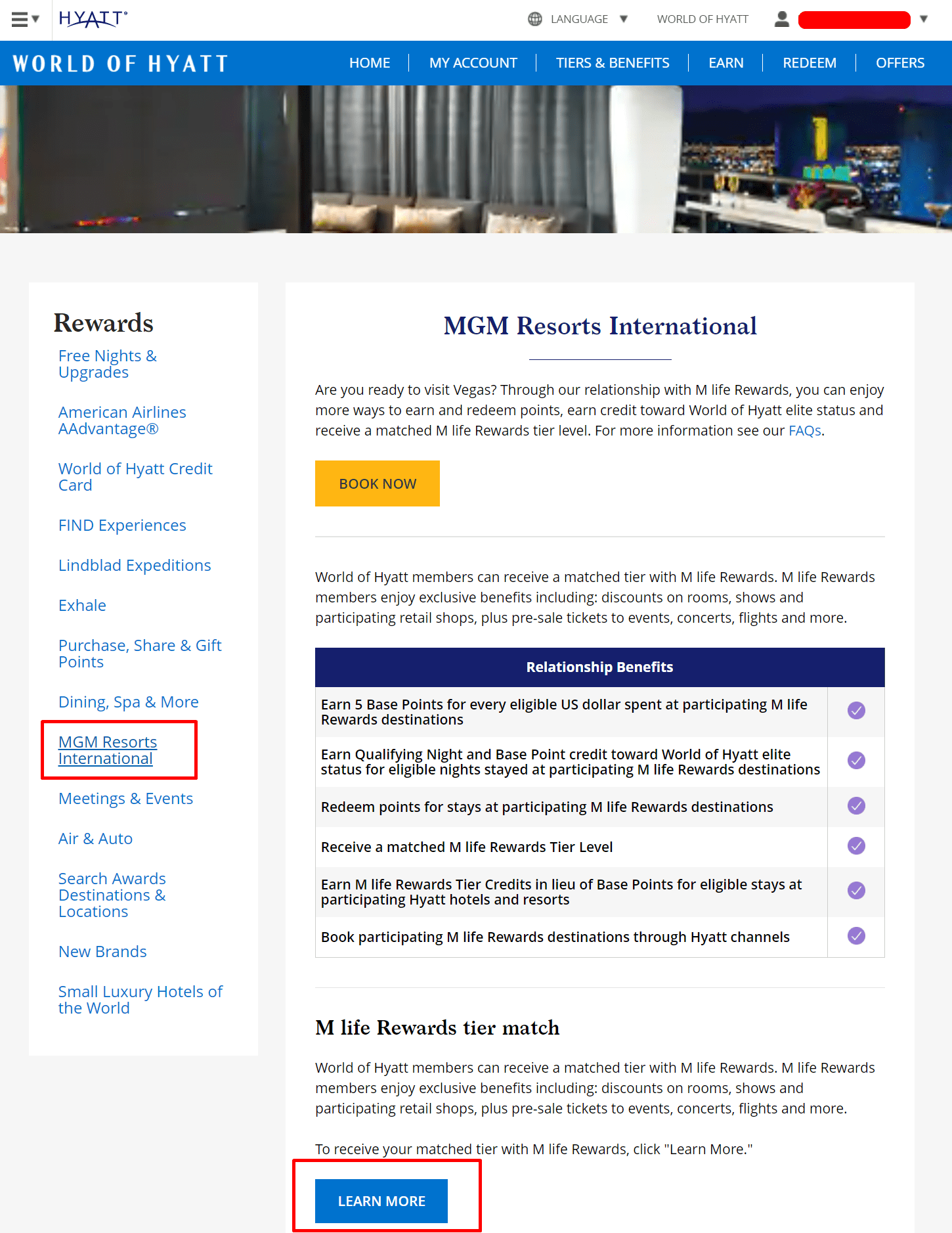 World of Hyatt Hotels Rewards Tier Status Match